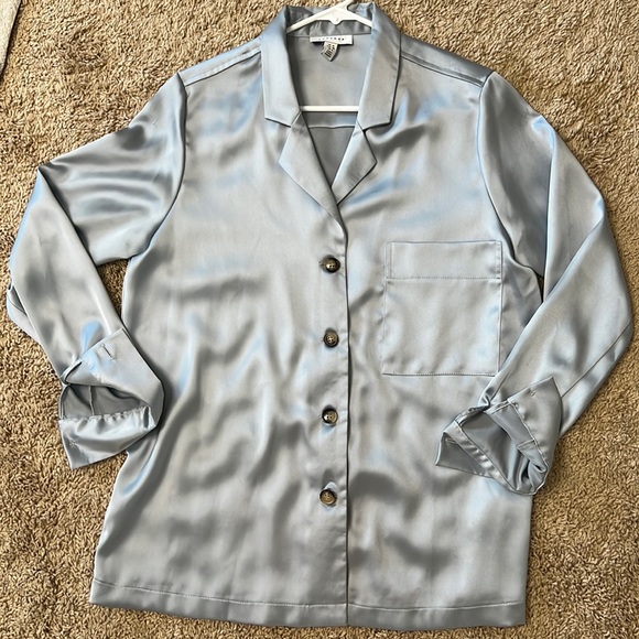 Topshop | Tops | Satin Silvergrey Blouse Never Worn Top Shop Size Us 6 ...